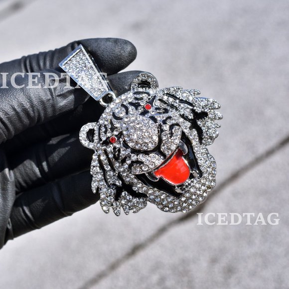 Accessories | Mens Iced Out Gold Pt Jumbo Tiger Head Pendant | Poshmark